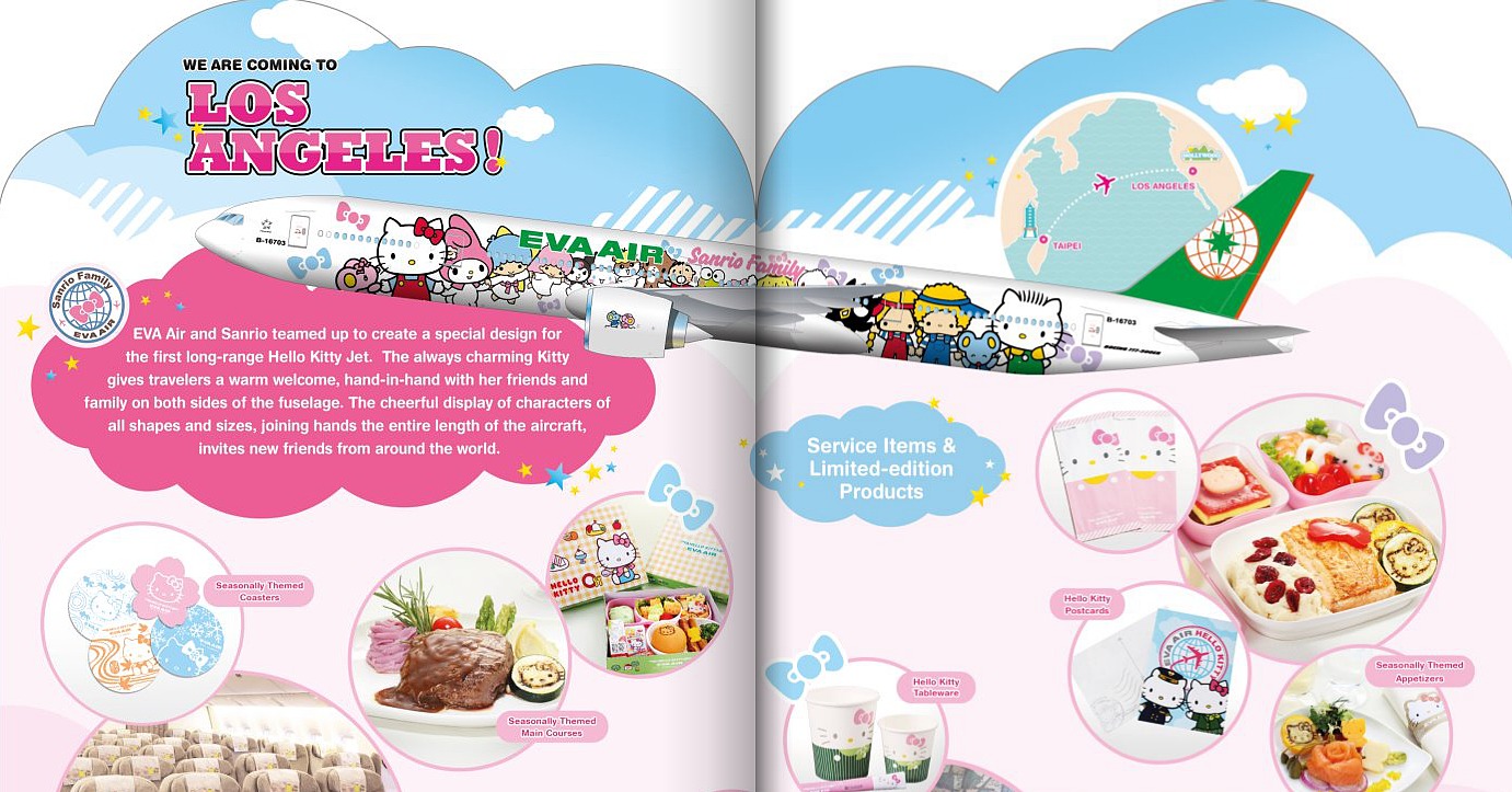 EVA Air's brochure for the Hello Kitty flight experience reflects the ...
